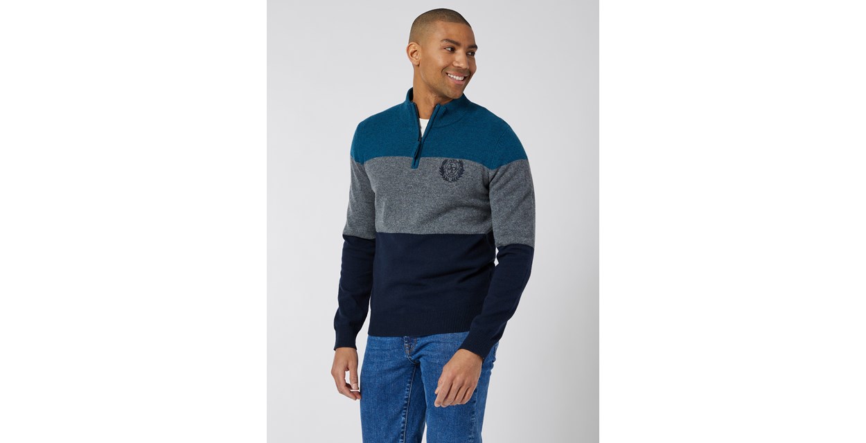Lucien blokkstripet genser Sky Captain | MATCH nettbutikk
