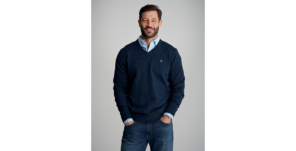 Brage v-neck genser Navy Blazer | MATCH nettbutikk