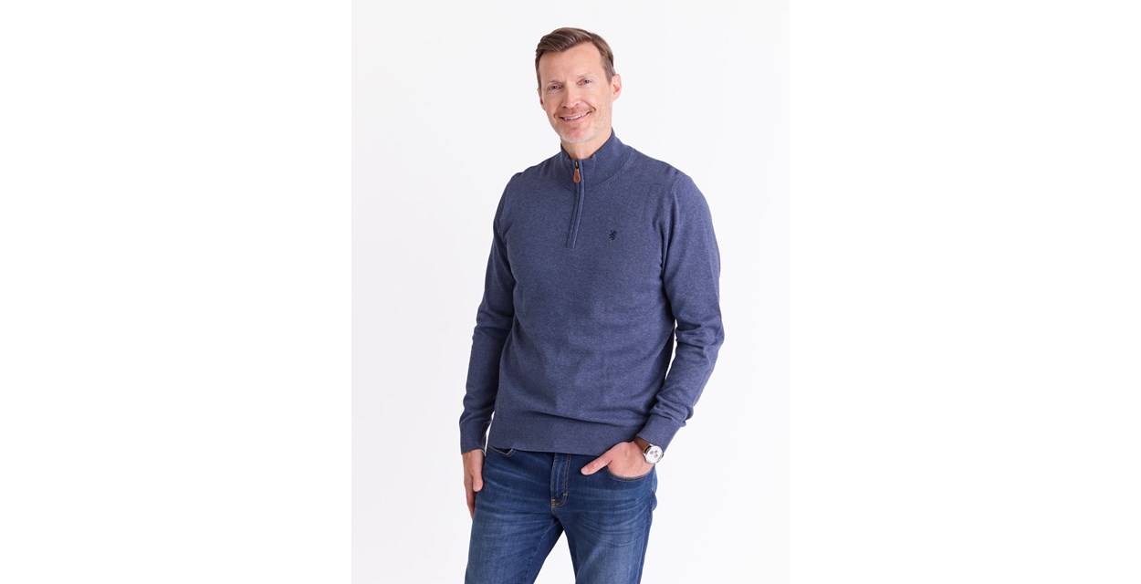 Brage zip genser Dark Denim | MATCH nettbutikk